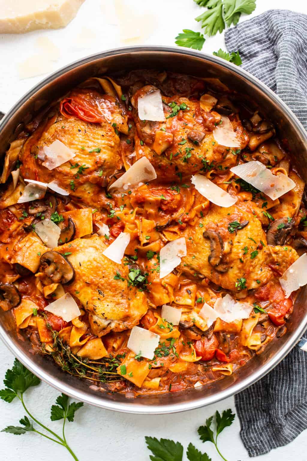 One Pot Pappardelle Pasta With Chicken Thighs Fit Foodie Finds
